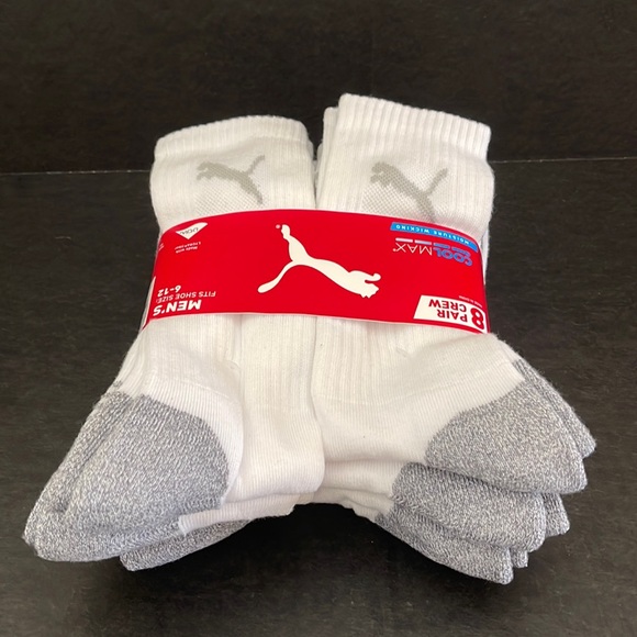 Puma | Underwear & Socks | Puma Mens 8 Pair Crew White Gray Socks ...